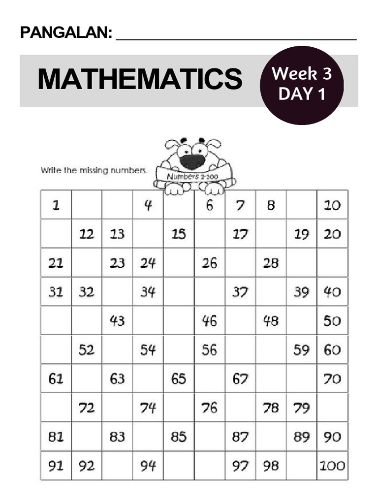 Week 3 Mathematics Worksheets | PDF