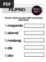 Pagsasanay Sa Pagbasa NG Pangungusap (Level 1) | PDF