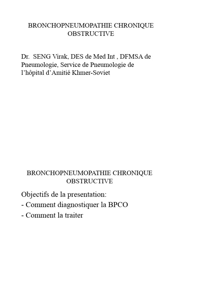 Diagnostic et traitement de la BPCO | PDF | Bronchopneumopathie ...