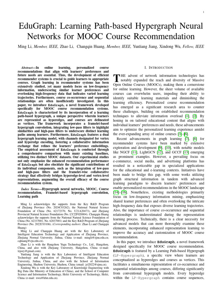 EduGraph Learning Path-Based Hypergraph Neural Networks For MOOC Course Recommendation | PDF ...