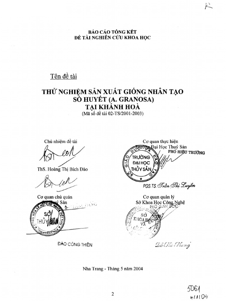 Thử Nghiệm Sản Xuất Giống Nhân Tạo Sò Huyết Anadara Granosa Linnaeus ...
