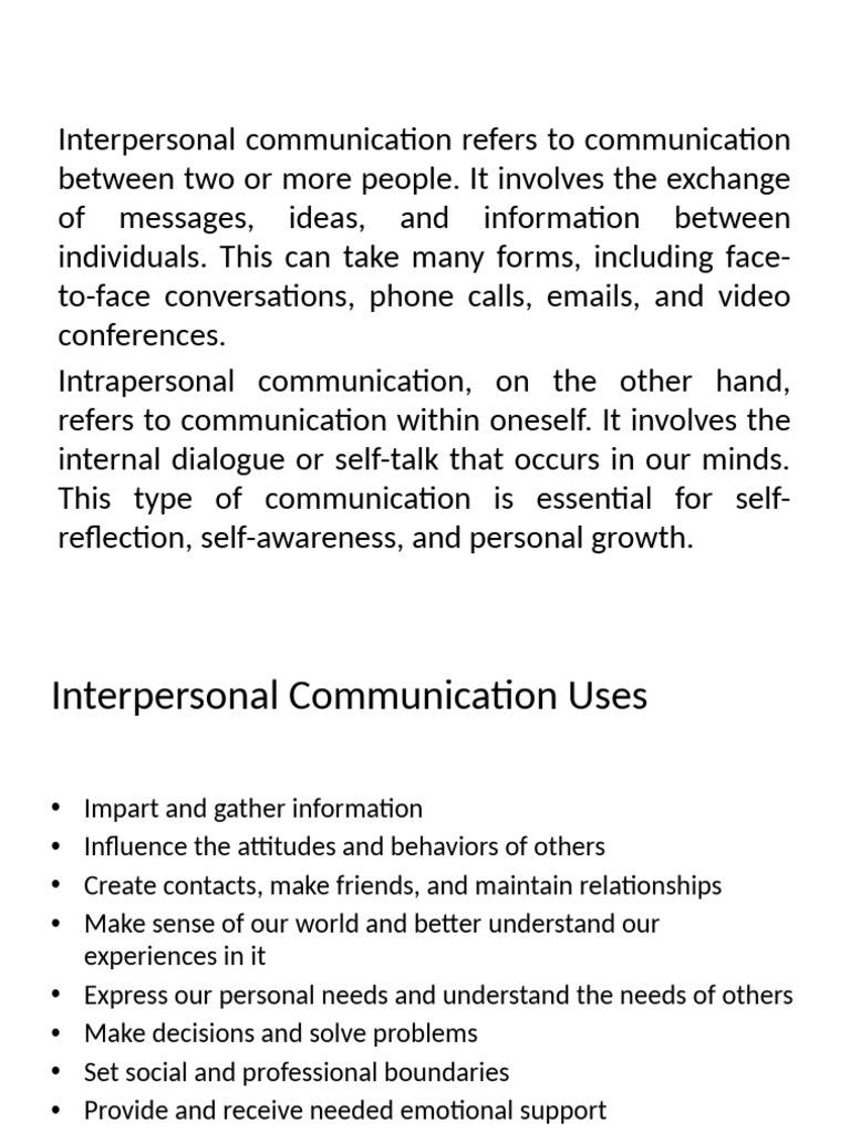 Interpersonal Communication | PDF | Interpersonal Communication | Communication