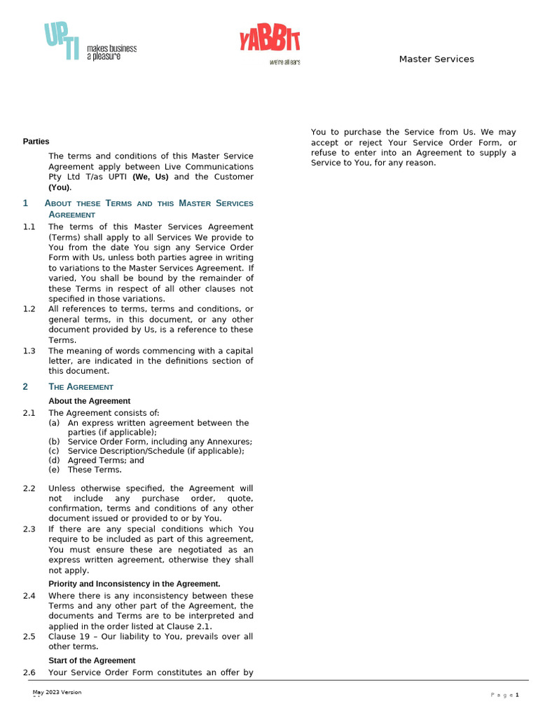 Master Services Agreement Overview 2023 | PDF | Credit Card | Tax Refund