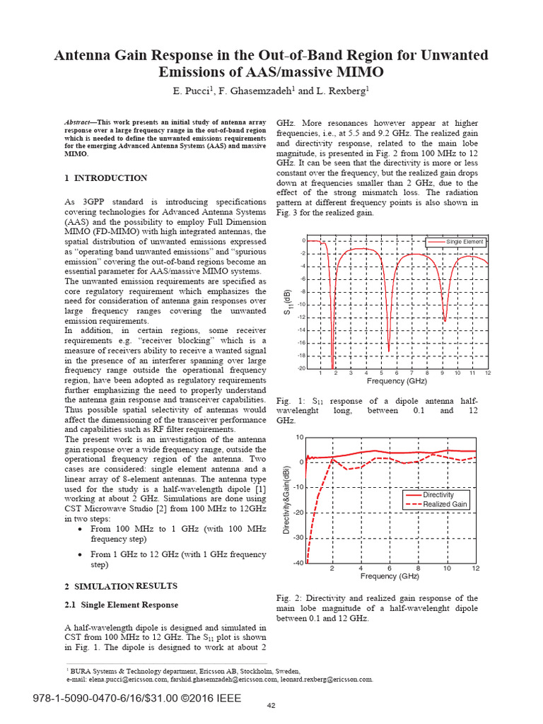 Antenna Gain Response in The Out-Of-band Region For Unwanted Emissions ...