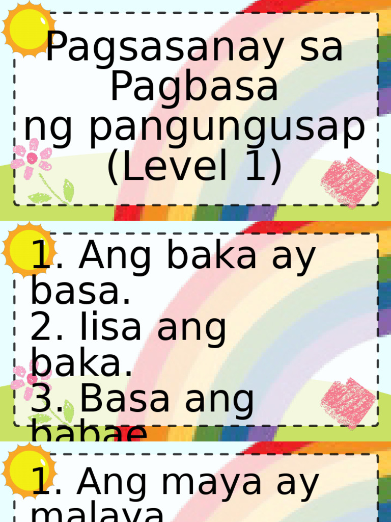Pagsasanay Sa Pagbasa NG Pangungusap (Level 1) | PDF