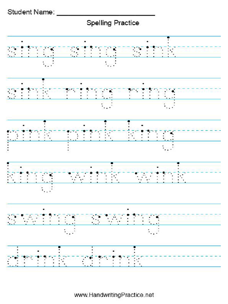 Spelling Practice NG, NK | PDF