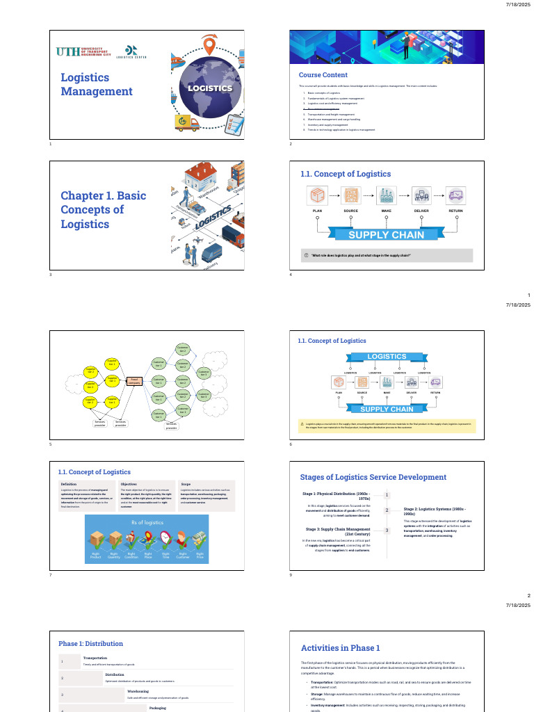 Chapter 1. Basic Concepts of Logistics - Student | PDF | Logistics ...