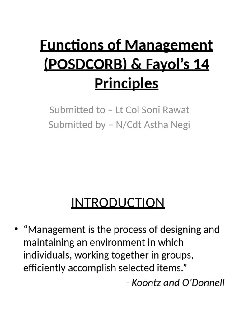 Functions of Management POSDCORB and Fayol Principles | PDF | Economies | Business Economics