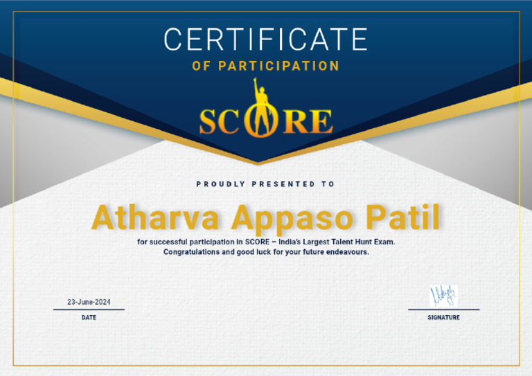 Score Certificate | PDF