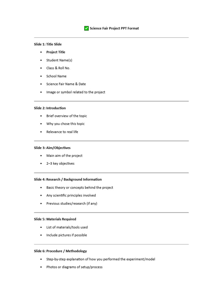 Science Fair Project Presentation Guide | PDF