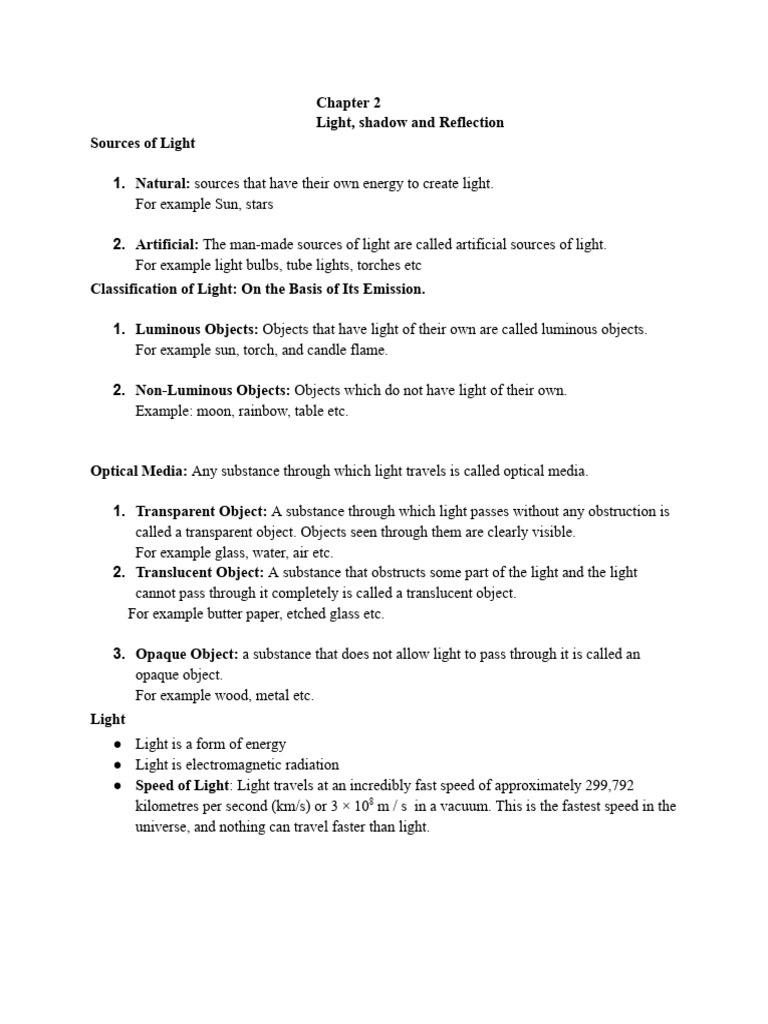 Understanding Light and Reflection Concepts | PDF | Light | Eclipse