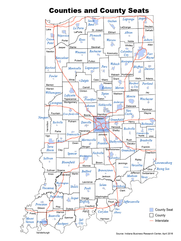 County Seats | PDF | Indiana | The United States