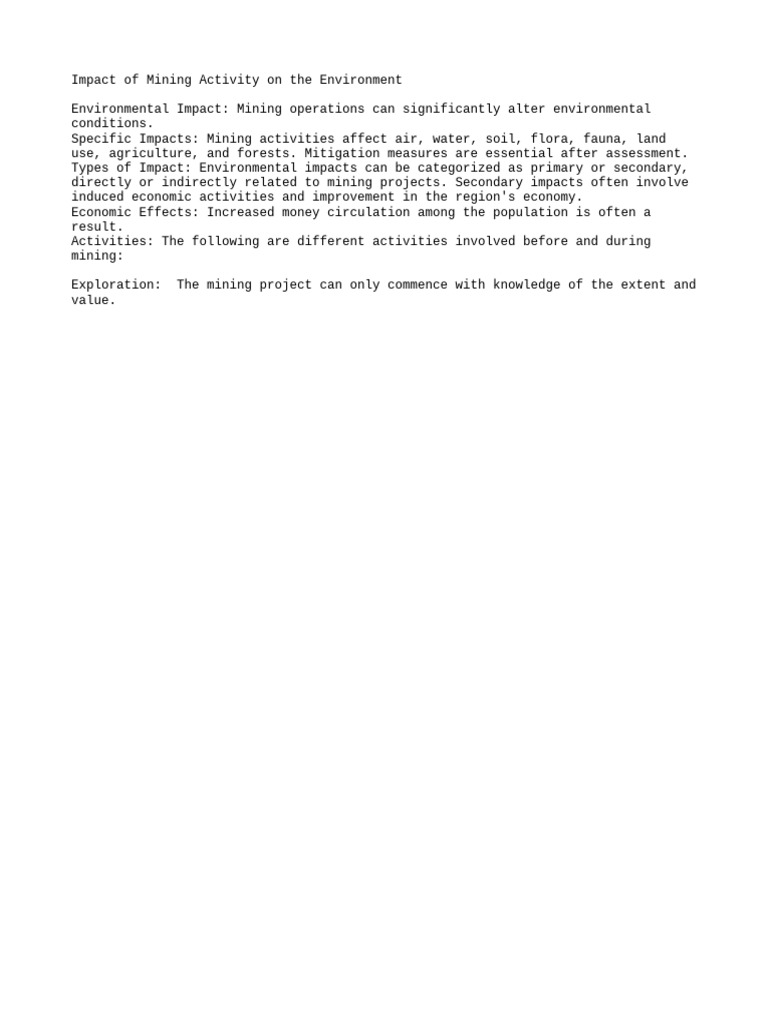 Environmental Effects of Mining Activities | PDF
