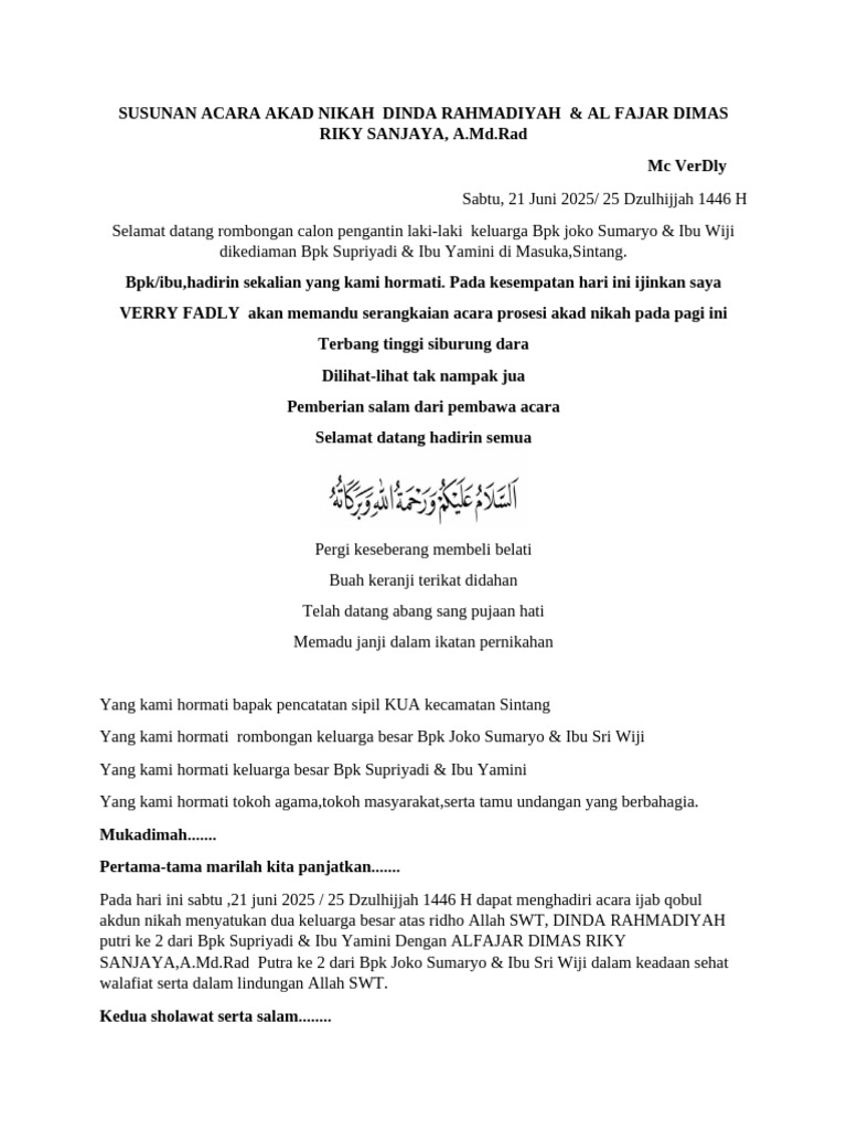 Akad Nikah Dinda & Dimas | PDF