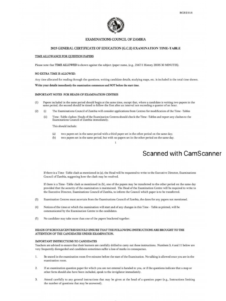 2025 GCE Timetable - 010604 | PDF