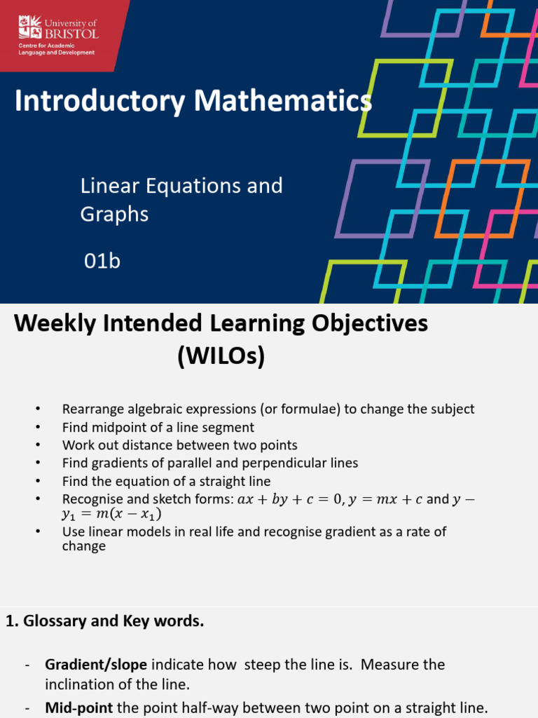 01b Linear Equations and Graphs Student Notes 24-25 | PDF | Slope ...