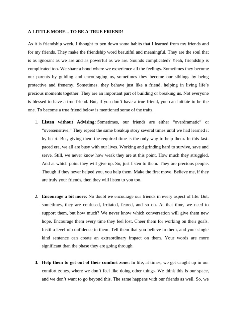 A Little More... To Be A True Friend! | PDF