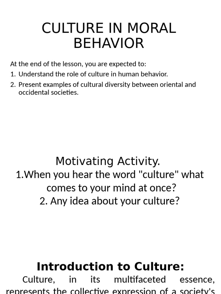 Culture in Moral Behavior | PDF | Morality | Virtue
