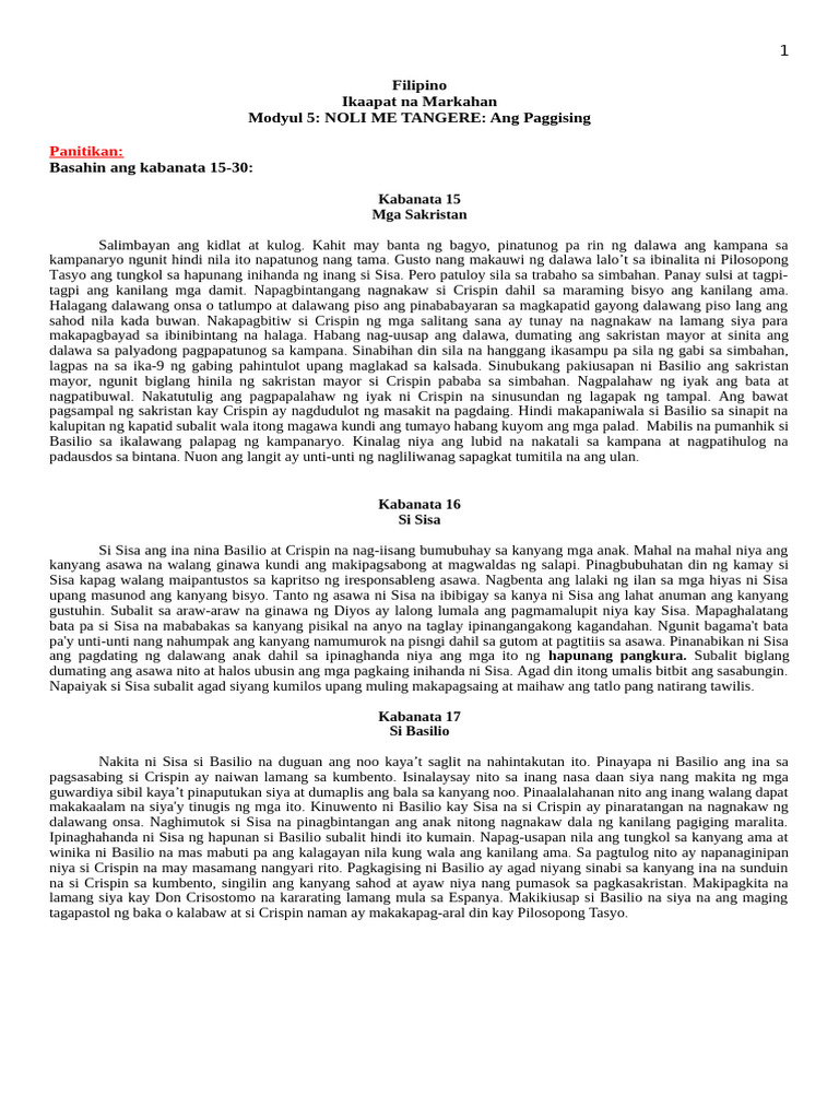 FILIPINO 9 Q4 L5 Lecture KABANATA 15 30 | PDF