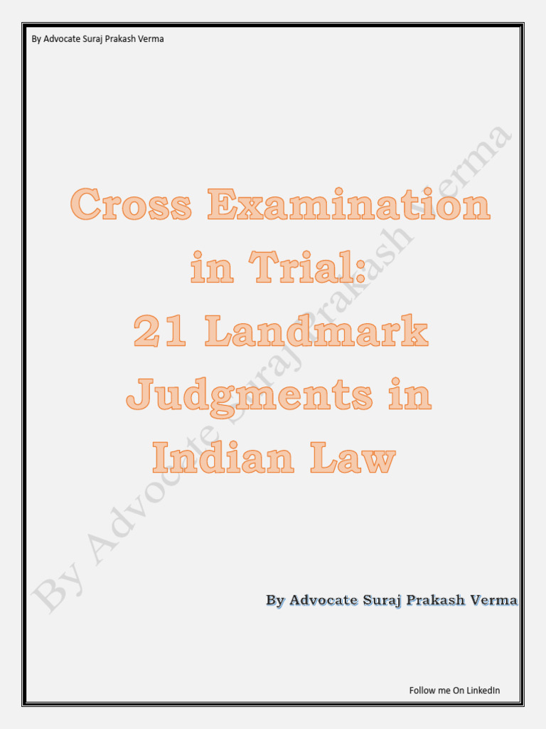 Landmark Judgments on Cross-Examination | PDF | Affidavit | Witness