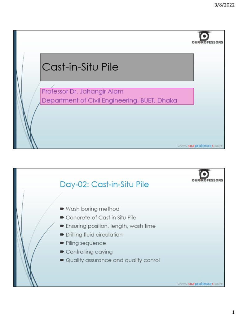 Cast-in-Situ Pile Construction Guide | PDF | Deep Foundation | Casing ...
