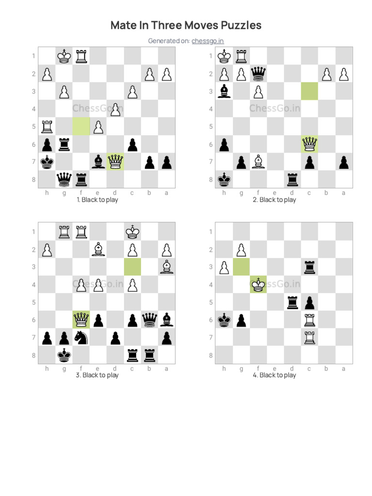 Mate in Three Exam | PDF | Chess Theory | Chess