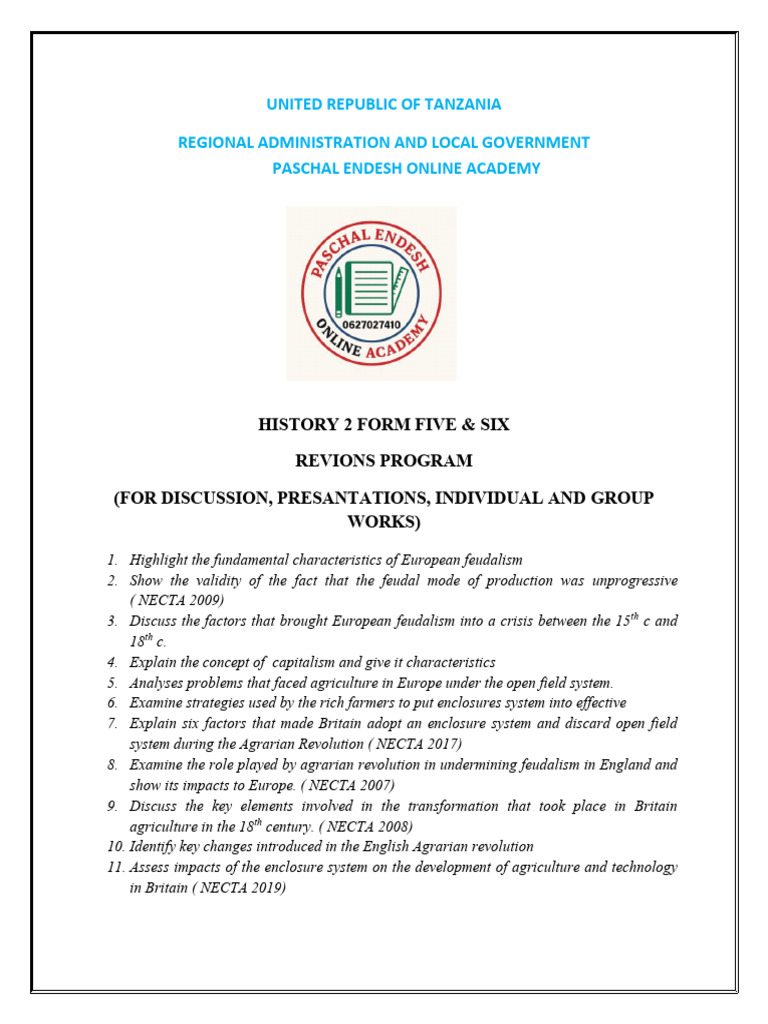 Paschal History 2 Revision Question | PDF | Fascism | Cold War