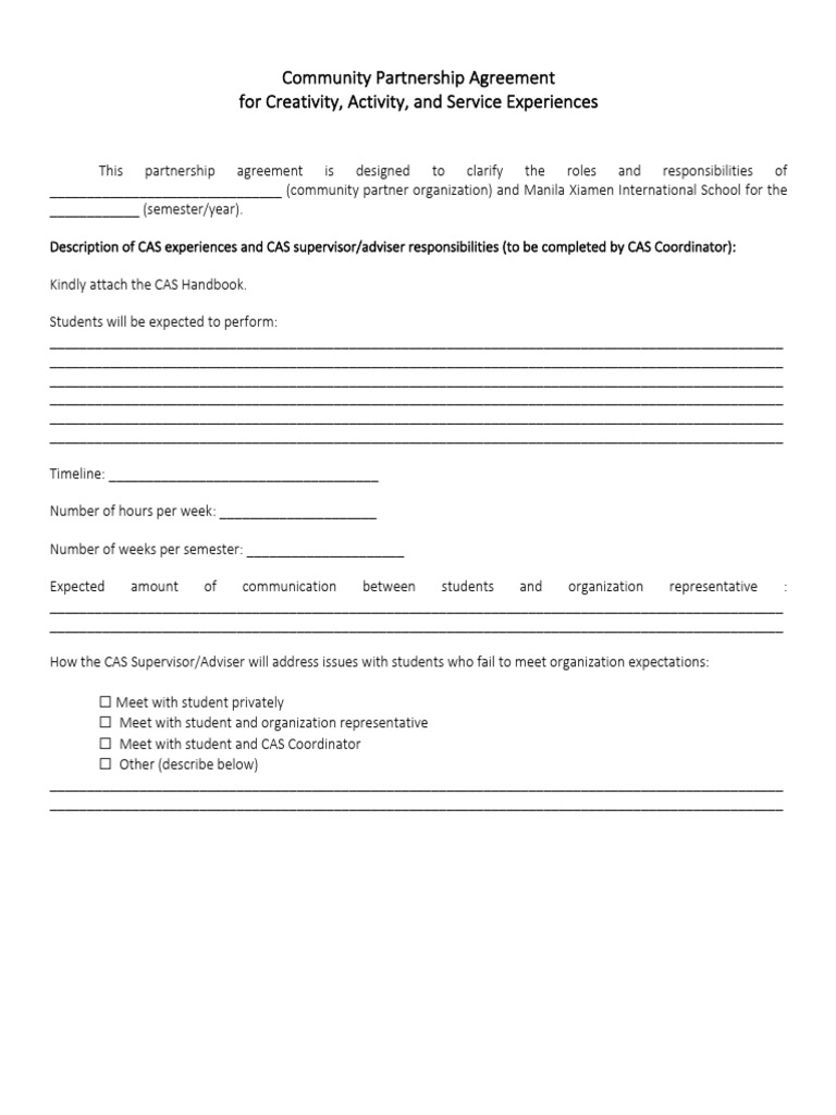 Community Partnership Agreement Form | PDF