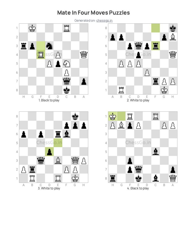 Mate in 4 Chess Puzzles Collection | PDF | Chess | Chess Theory