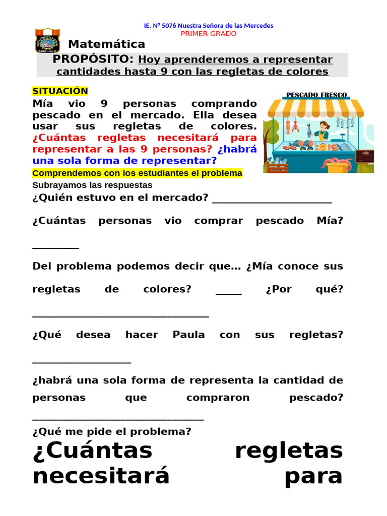 Ficha de Mat Representamos Con Regletas | PDF