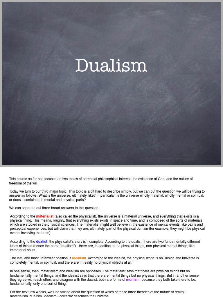 Understanding Dualism and Descartes' Argument | PDF | Materialism ...
