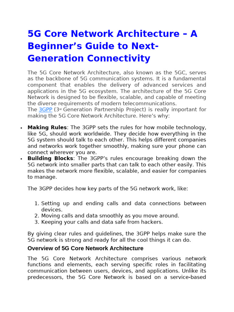 5G Core Network Architecture | PDF | Computer Network | Network Protocols