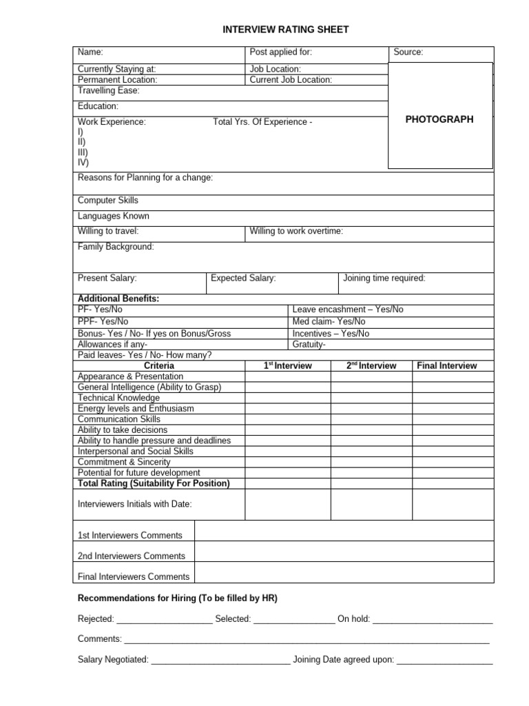 2a. Interview Rating Sheet | PDF