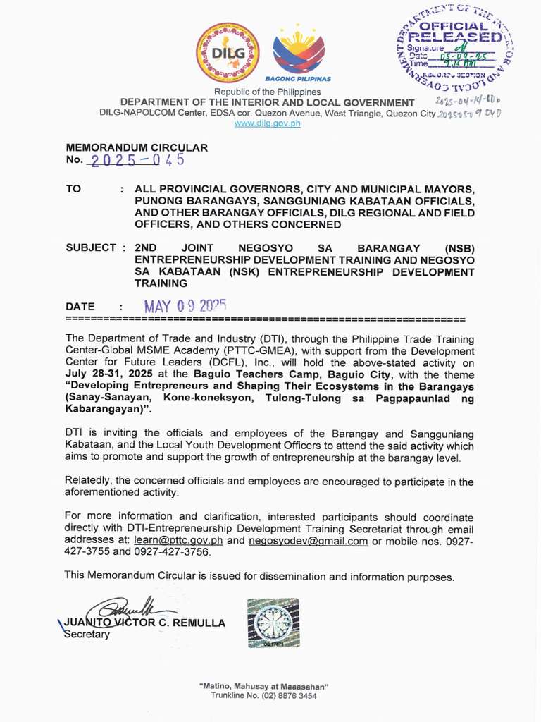 Dilg Memo 2nd JNSKSB | PDF