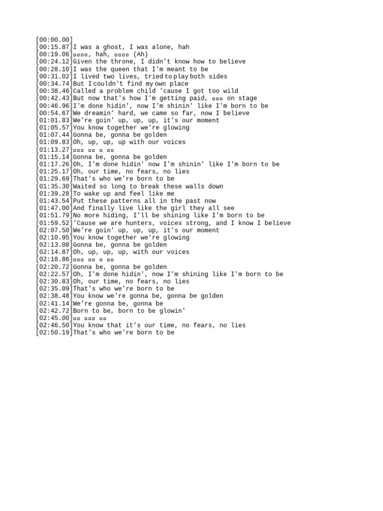 Golden Lyrics with English Translation | PDF