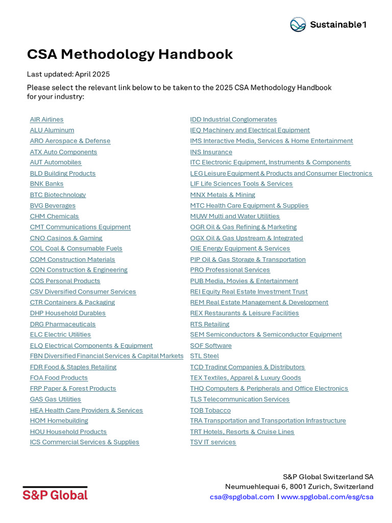 CSA Methodology Handbook 2025 | PDF | Materials