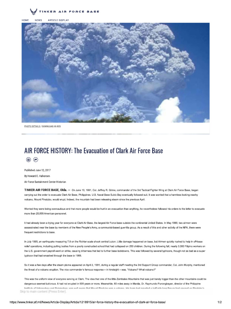 AIR FORCE HISTORY-The Evacuation of Clark Air Force Base | PDF