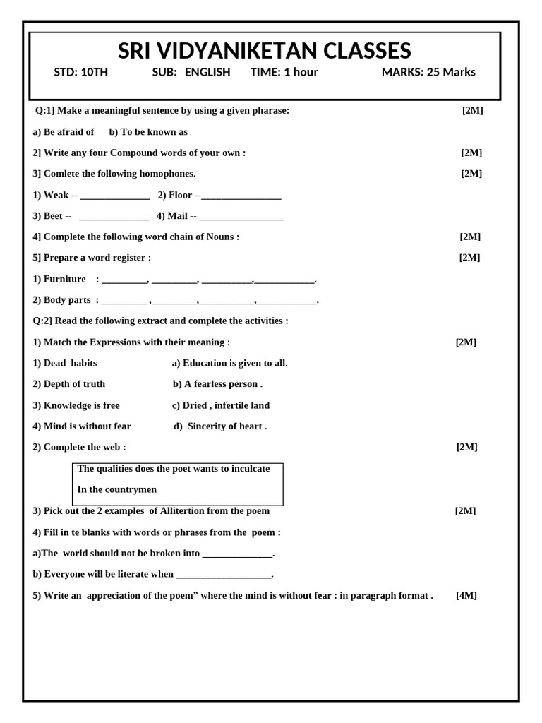 Question Paper Formate | PDF