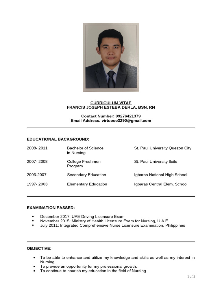 Curriculum Vitae Francis Joseph Updated | PDF | Patient | Public Services