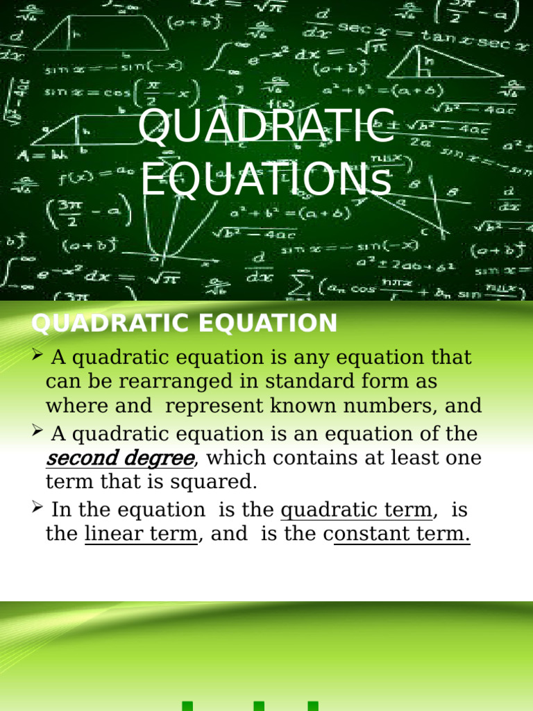 Understanding Quadratic Equations | PDF | Quadratic Equation ...