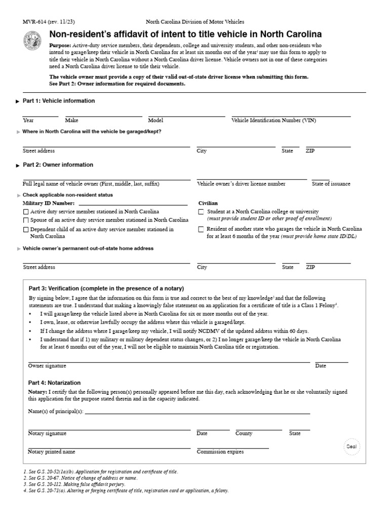 MVR 614 | PDF | Driver's License | Notary Public