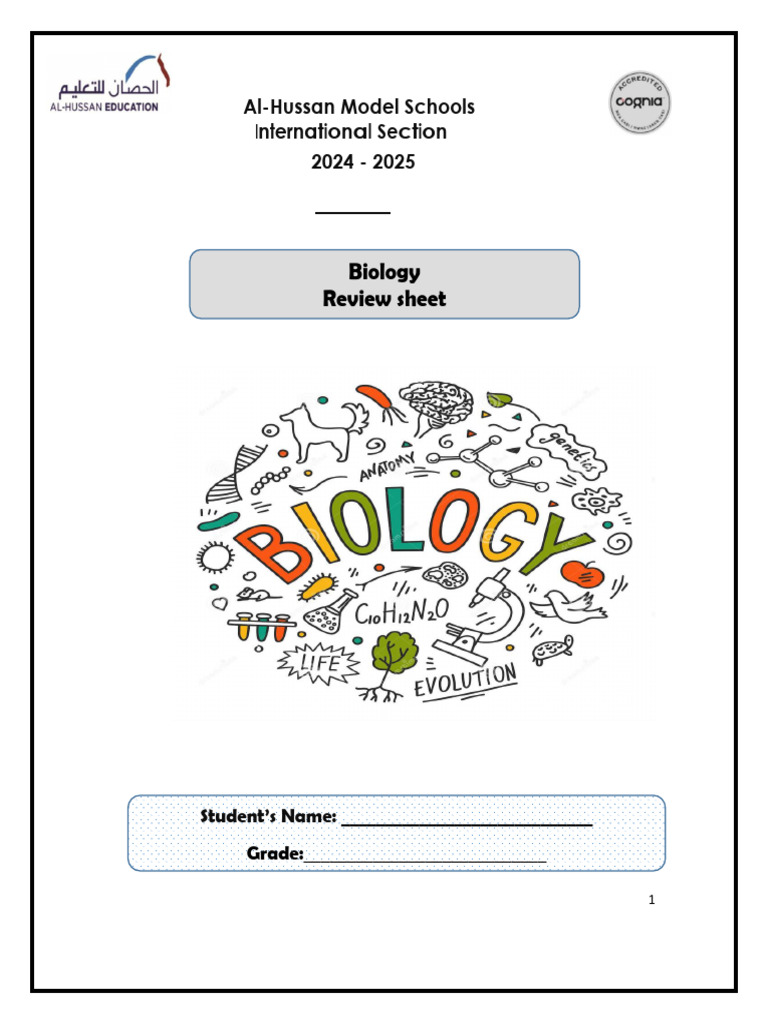 Grade 11 Biology Review Sheet 2024-2025 | PDF | Photosynthesis | Biology