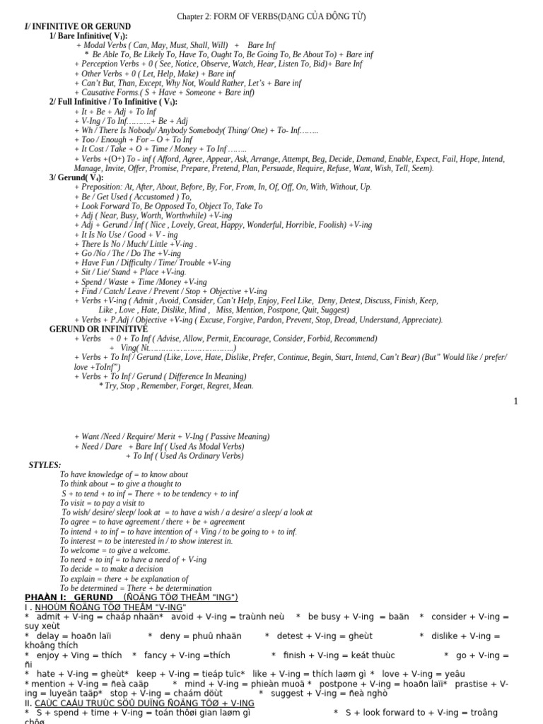 Form of Verbs (D NG C A Đ NG T ) | PDF | Linguistic Typology | Syntax
