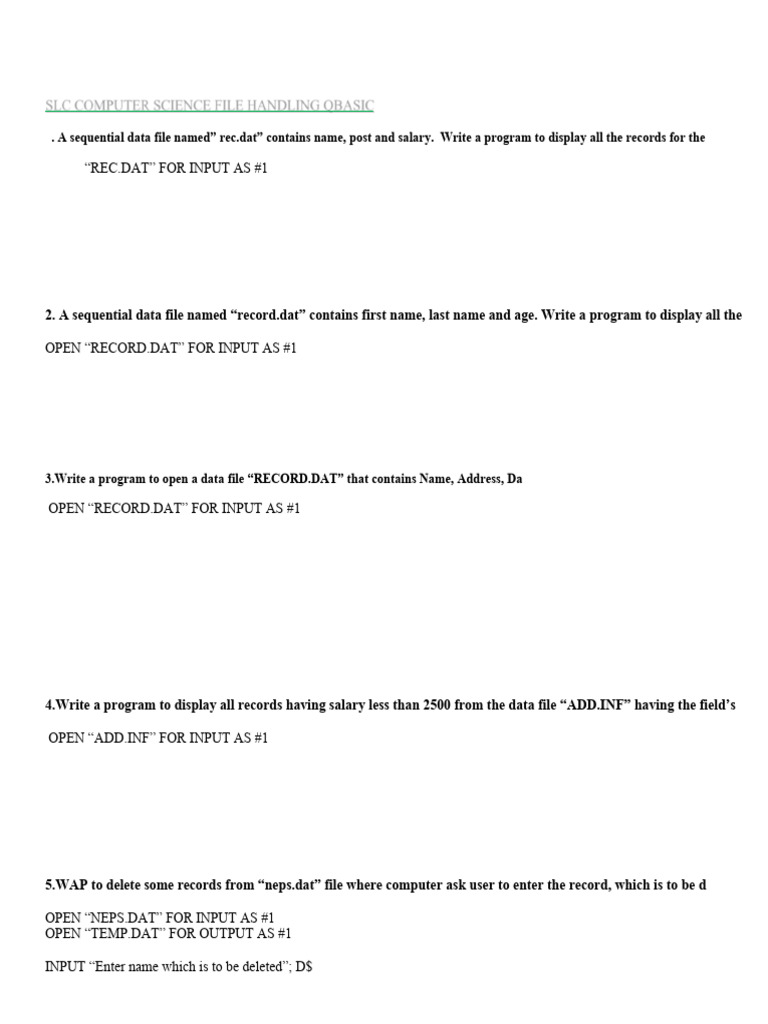 Filehandling Class Ten | PDF | Computing