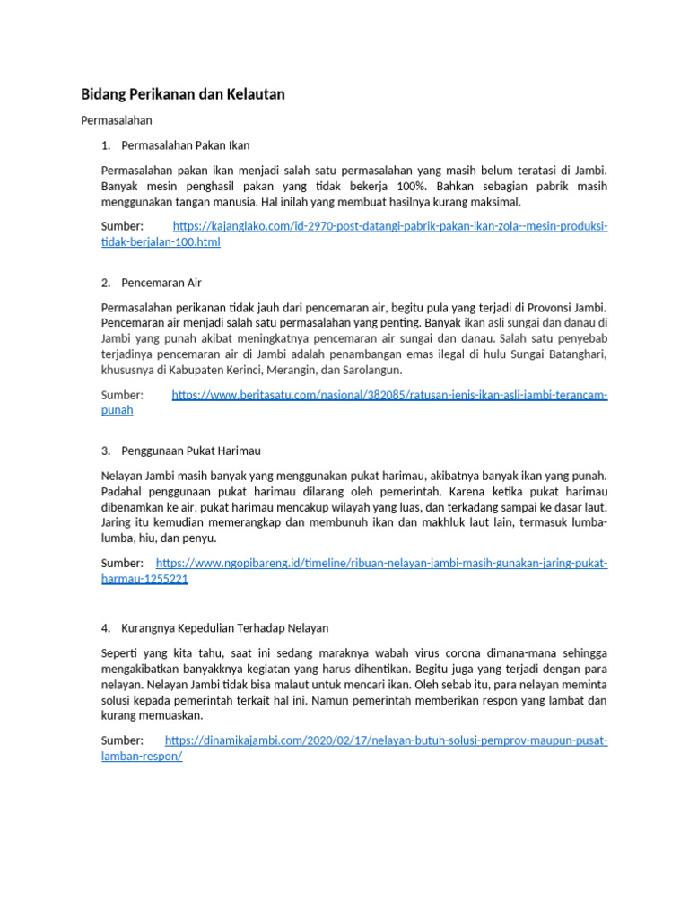 Bidang Perikanan Dan Kelautan | PDF