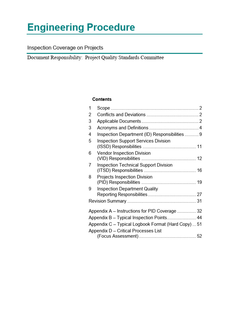 Project Inspection Coverage Guidelines | PDF | Nondestructive Testing ...