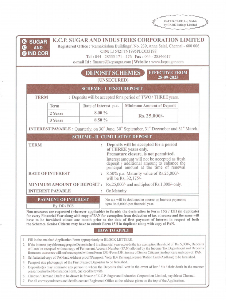 FD Application Form KCP | PDF