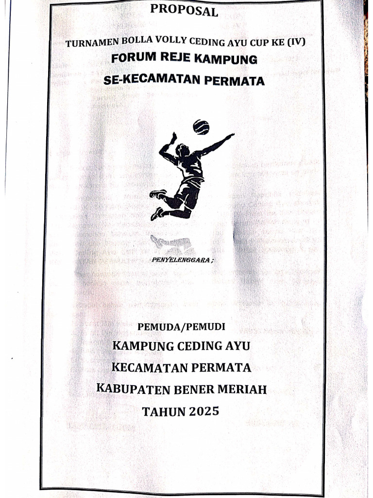Proposal Turnamen Bola Volly Ceding Ayu CUP IV | PDF