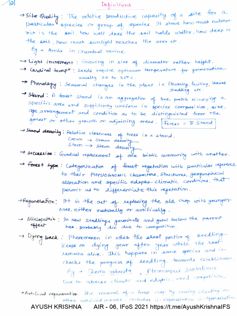 Forestry Notes Definitions 1 Pdf Botany Plants