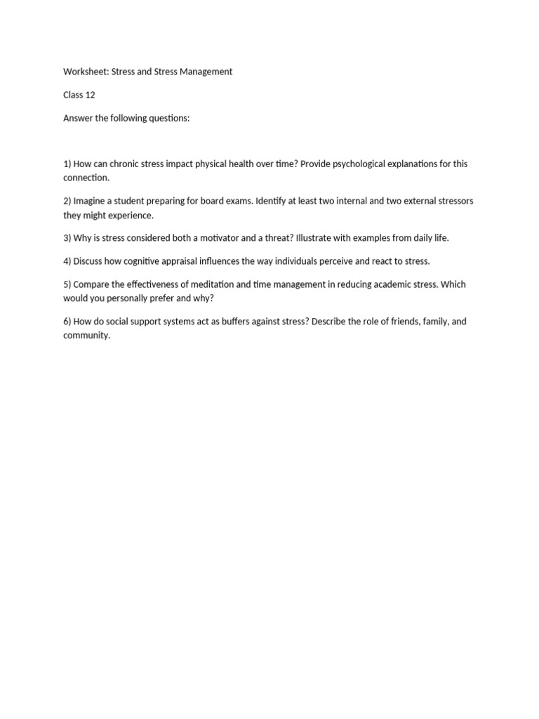 Worksheet Stress 1 | PDF